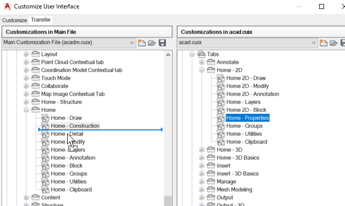 How to get AutoCAD ribbons or parts of them to AutoCAD Mechanical