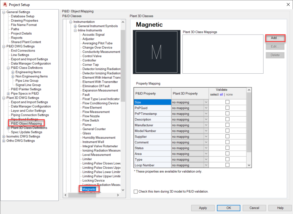 How to do P&ID object mapping for Inline Instrument in AutoCAD Plant 3D