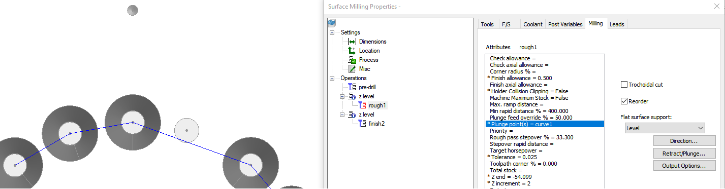 How to move the plunge point on toolpath in FeatureCAM