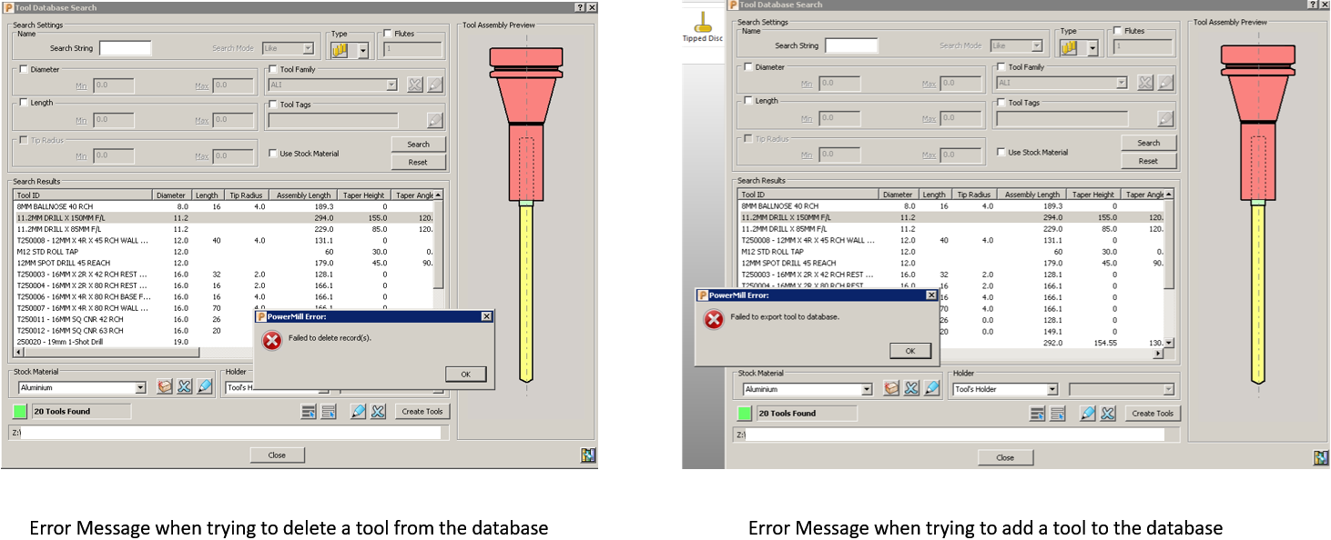 Failed To Export Tool To Database Error In Powermill