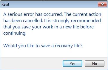 "A serious error has occurred. The current action has been cancelled ...