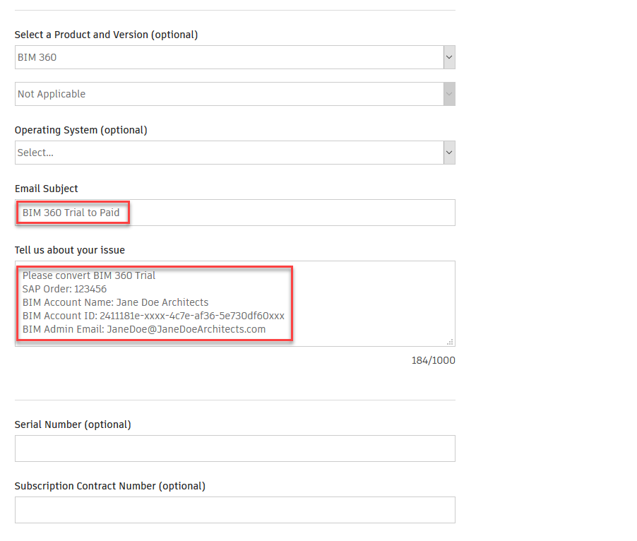 How to create a new BIM 360 Activation or convert a Trial subscription ...