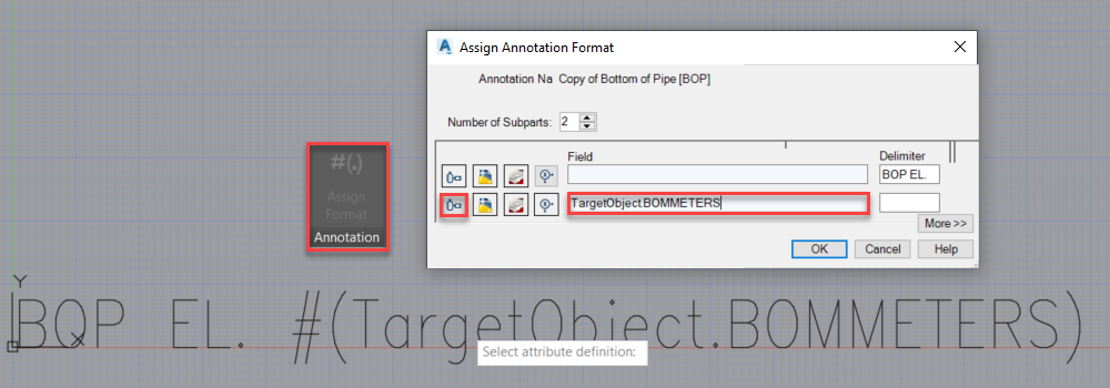 Display BOP elevation in meter for orthographic drawings in AutoCAD Plant 3D