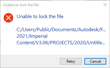 "Unable to lock the file" when creating a job in Fabrication