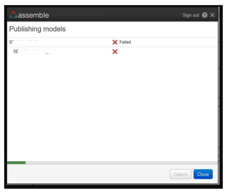 "Failed" message appears when publishing with Assemble plugin from Revit