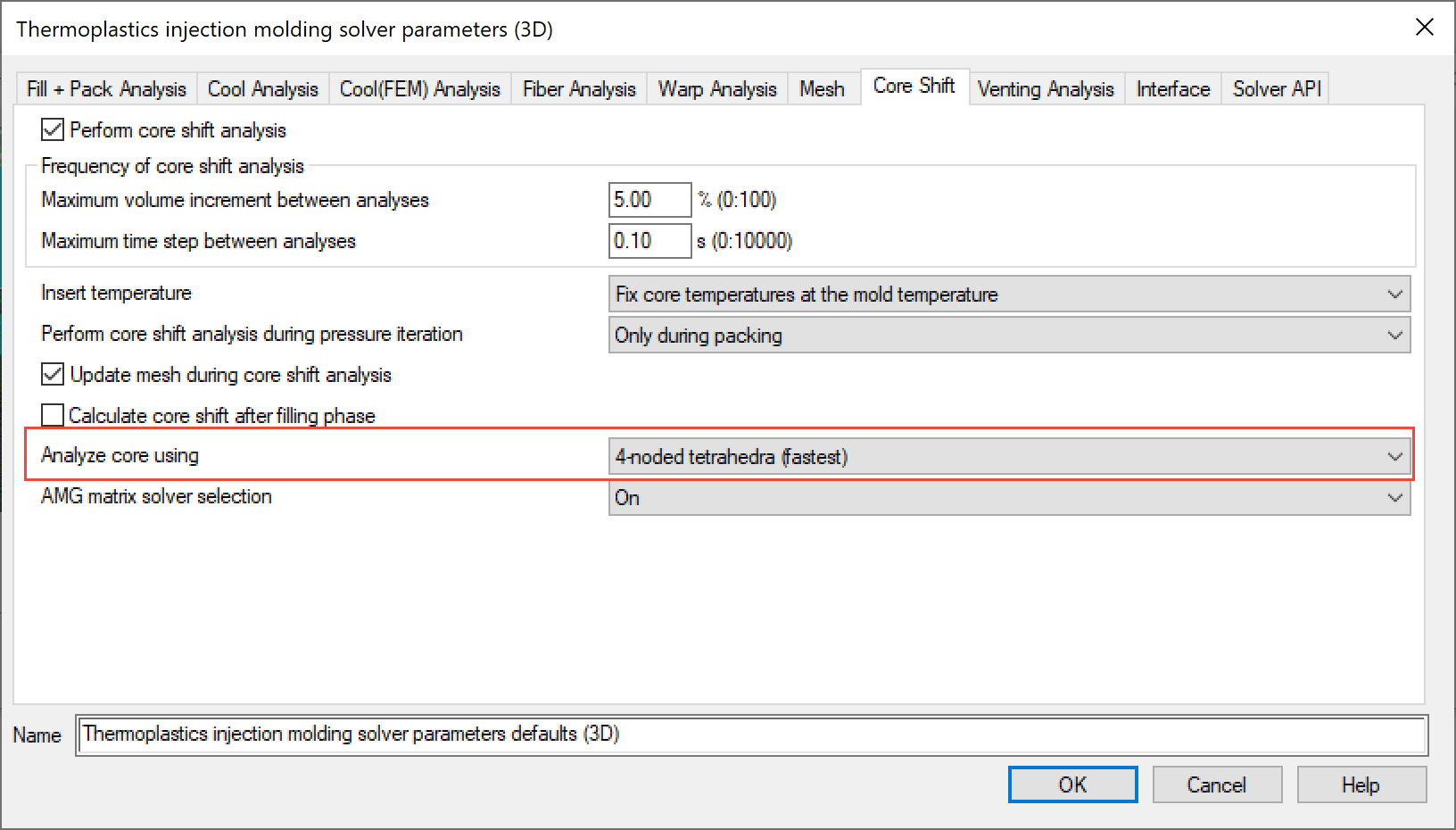 Core shift analysis takes a long time to start in Moldflow