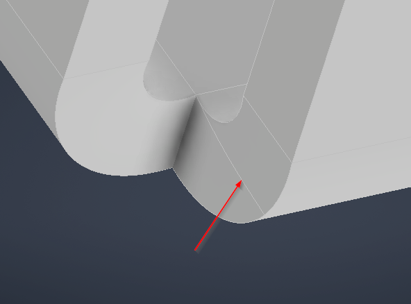 Unwanted split on the surface when applying a Corner in an Inventor ...
