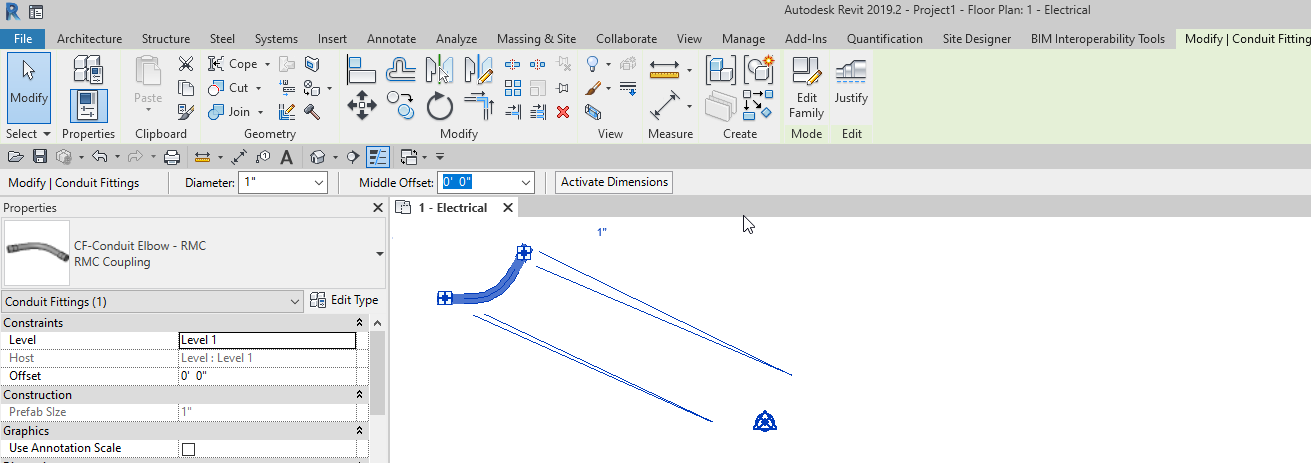 Random lines appear on conduit fittings in Revit
