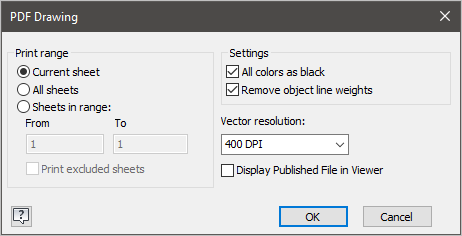 Is it possible to fix PDF drawing export options in Inventor?