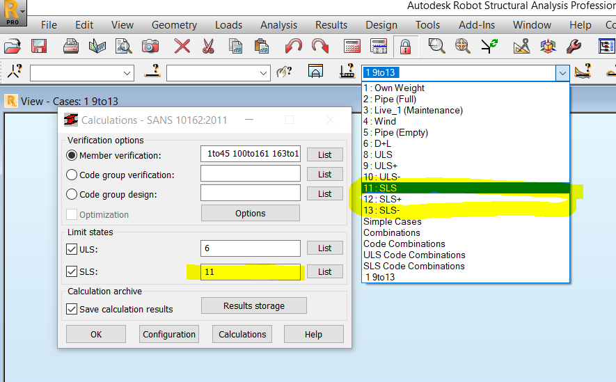 Simple lead cases only taken into account while steel member SLS verification in Robot ...