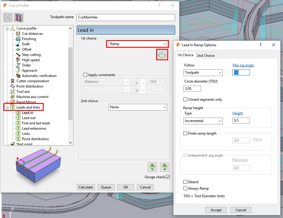 Incapaz de criar perfil de curva 2D com acabamento helicoidal a ...