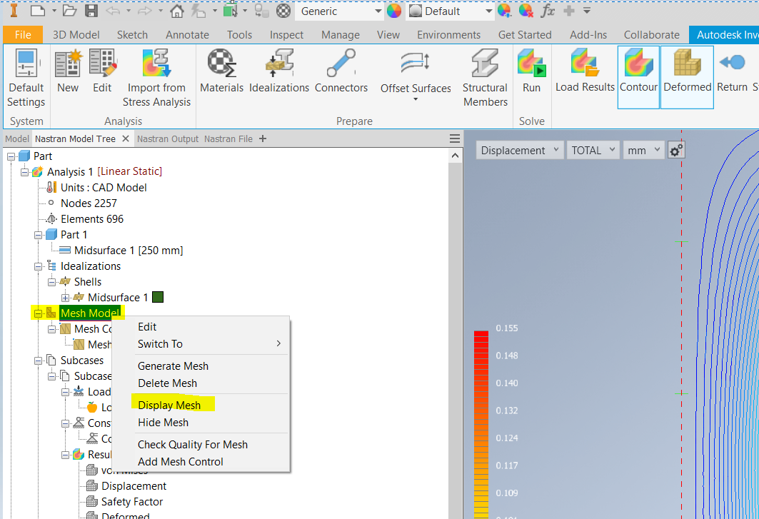 Mesh disappears after model remeshing in Inventor Nastran