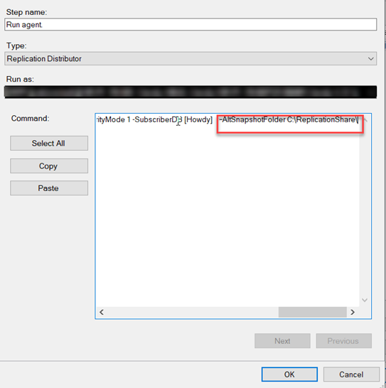Vault database replication using the alternate snapshot method