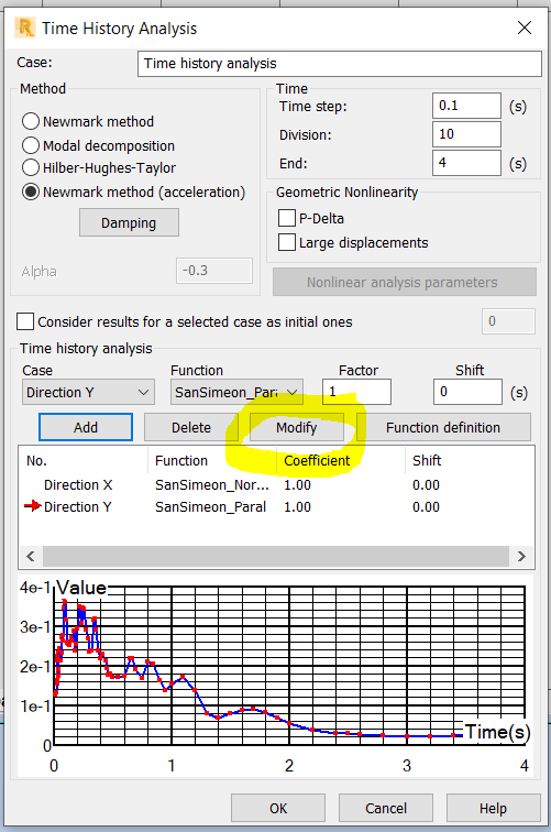Robot Structural Analysisの[時間履歴解析の定義](Time History Analysis definition ...