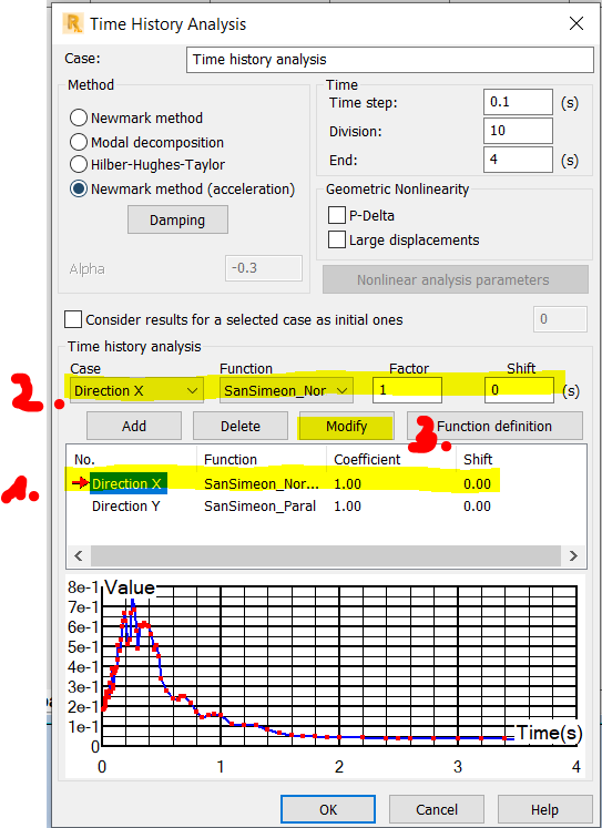 Robot Structural Analysisの[時間履歴解析の定義](Time History Analysis definition ...
