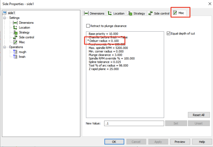 Side feature gouges if using multiple curves in FeatureCAM