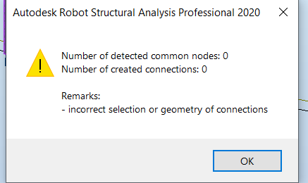"Number of detected common nodes :0" while steel column base connection definition in Robot ...