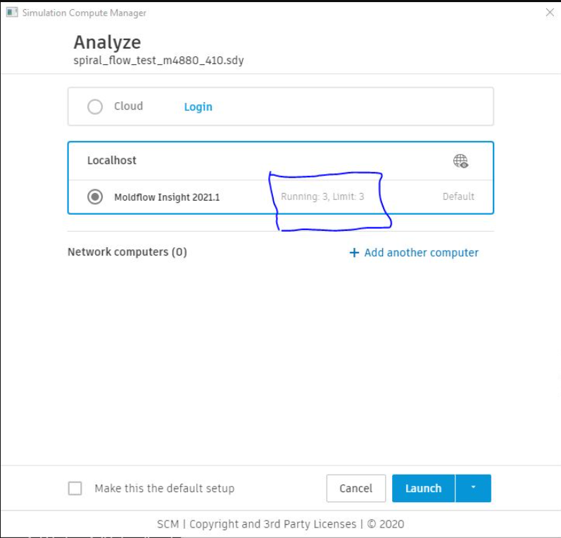 Limited to running 3 simulation in the Moldflow Simulation Compute Manager