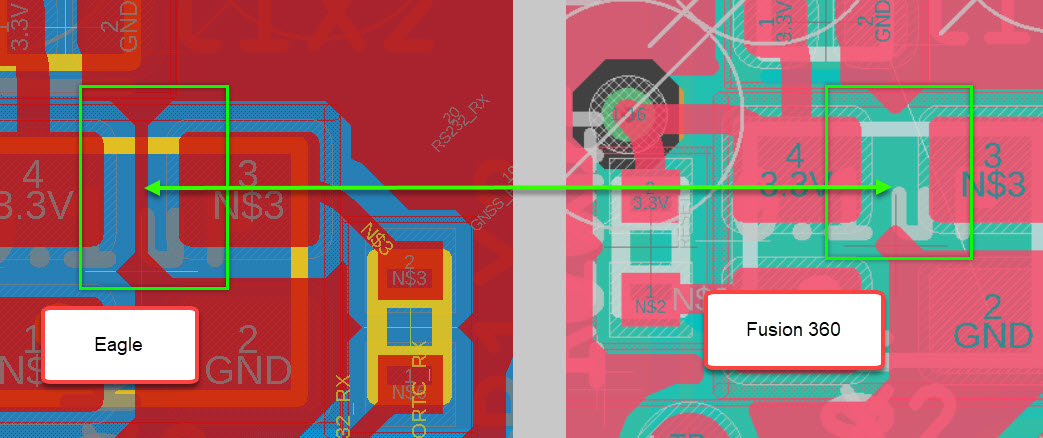 El vertido de cobre en Fusion 360 no coincide con la versión original de Eagle y faltan algunas ...