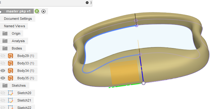 How to capture a surface silhouette from body edges into a sketch in Fusion