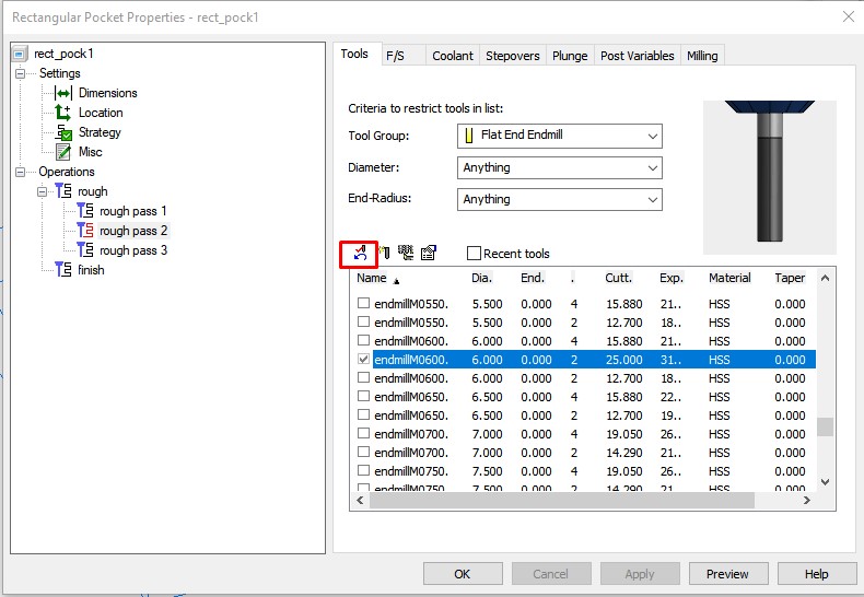 Incorrect tools being used in FeatureCAM