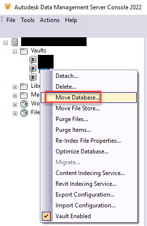 How to move the Vault databases and filestores