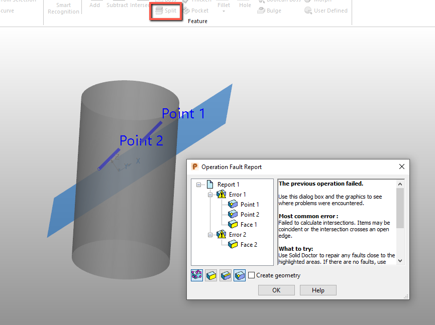How to split a solid to a surface in PowerShape