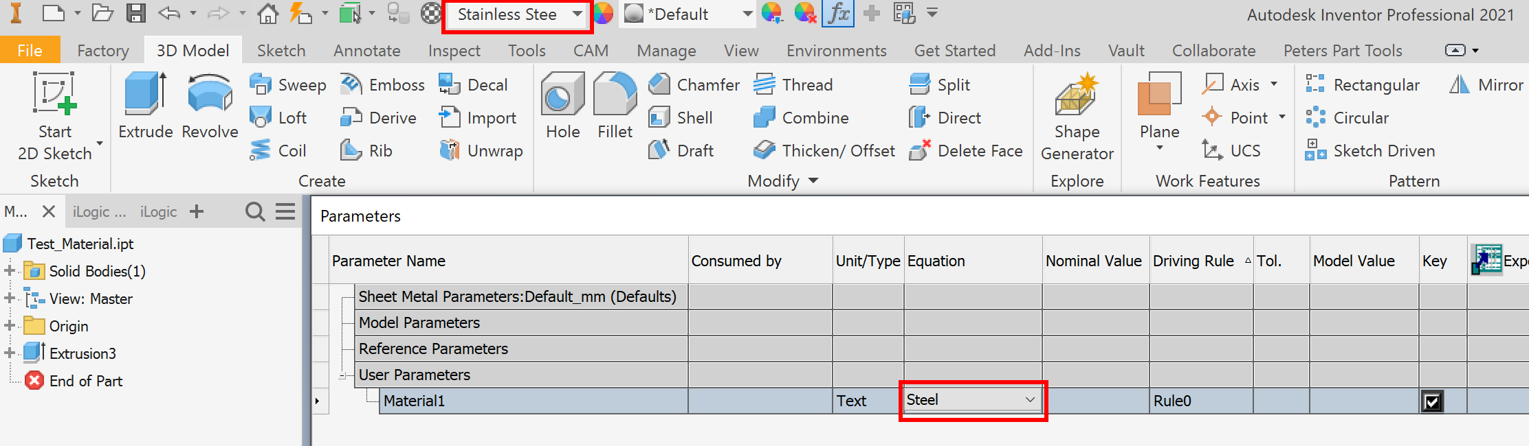 Quick Access Toolbar doesn't show actual material when changed through ...