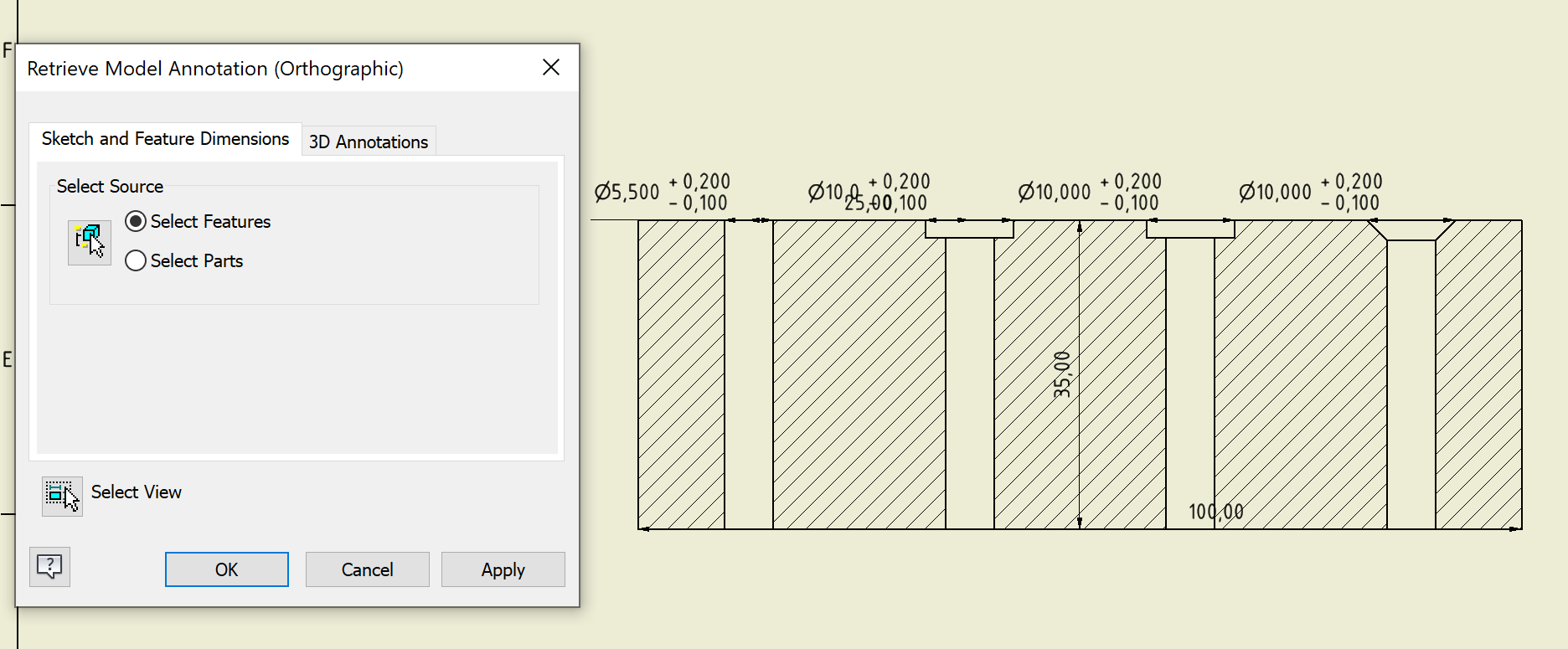 Retrieve model annotations doesn't show all dimensions for a hole ...