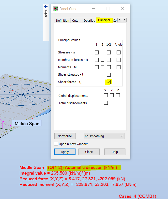Robot Structural Analysis中板切割的积分弯矩和折减弯矩或折减力的不同值