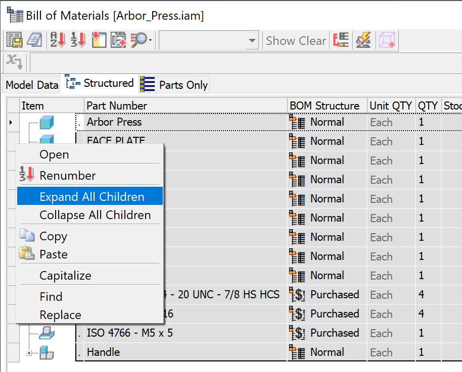 Renumber Item on Structured Bill of Materials doesn't renumber subassemblies in Inventor