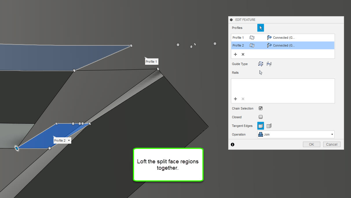 How to loft bodies cut from a cylinder or curved surface in Fusion 360