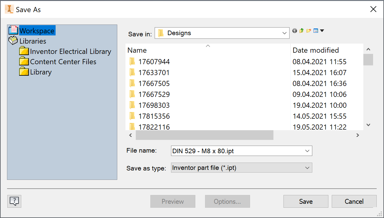 No Vault Numbering Scheme is used when a Content Center part is placed 'as Custom' into an ...
