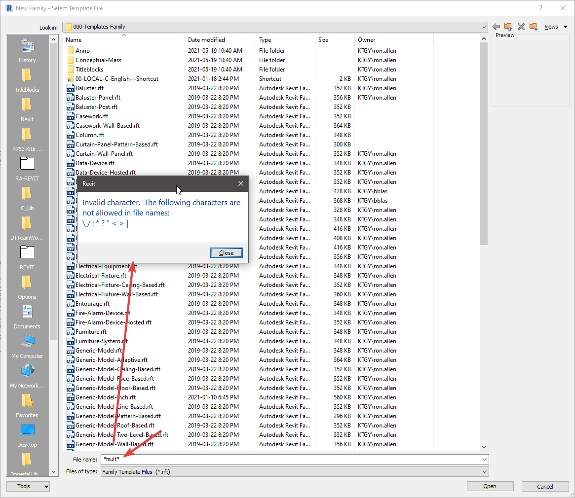 "Invalid character" warning in Revit when searching with filters in ...