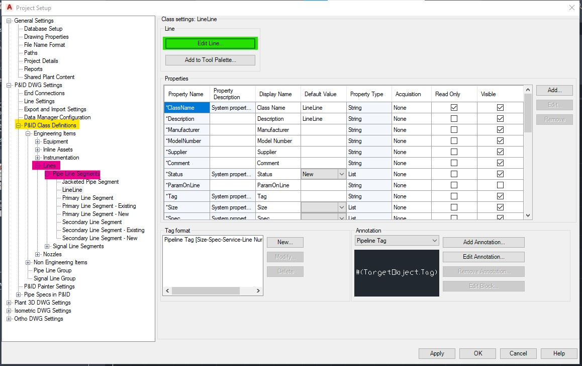 It Is Not Possible To Edit P ID Line Properties In AutoCAD Plant 3D