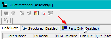 How to get Inventor BOM to show only parts