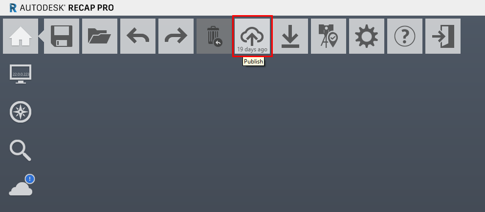 ReCap Pro中缺少“发布”按钮