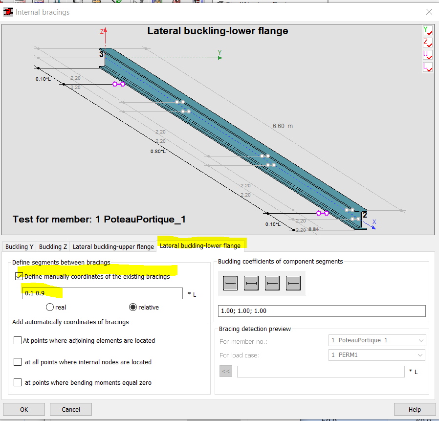 Bracket defined on beam end results in bigger efficiency ratio while ...