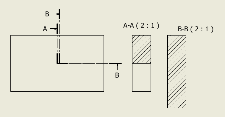 Section views show different geometry even when section lines are same in Inventor drawing