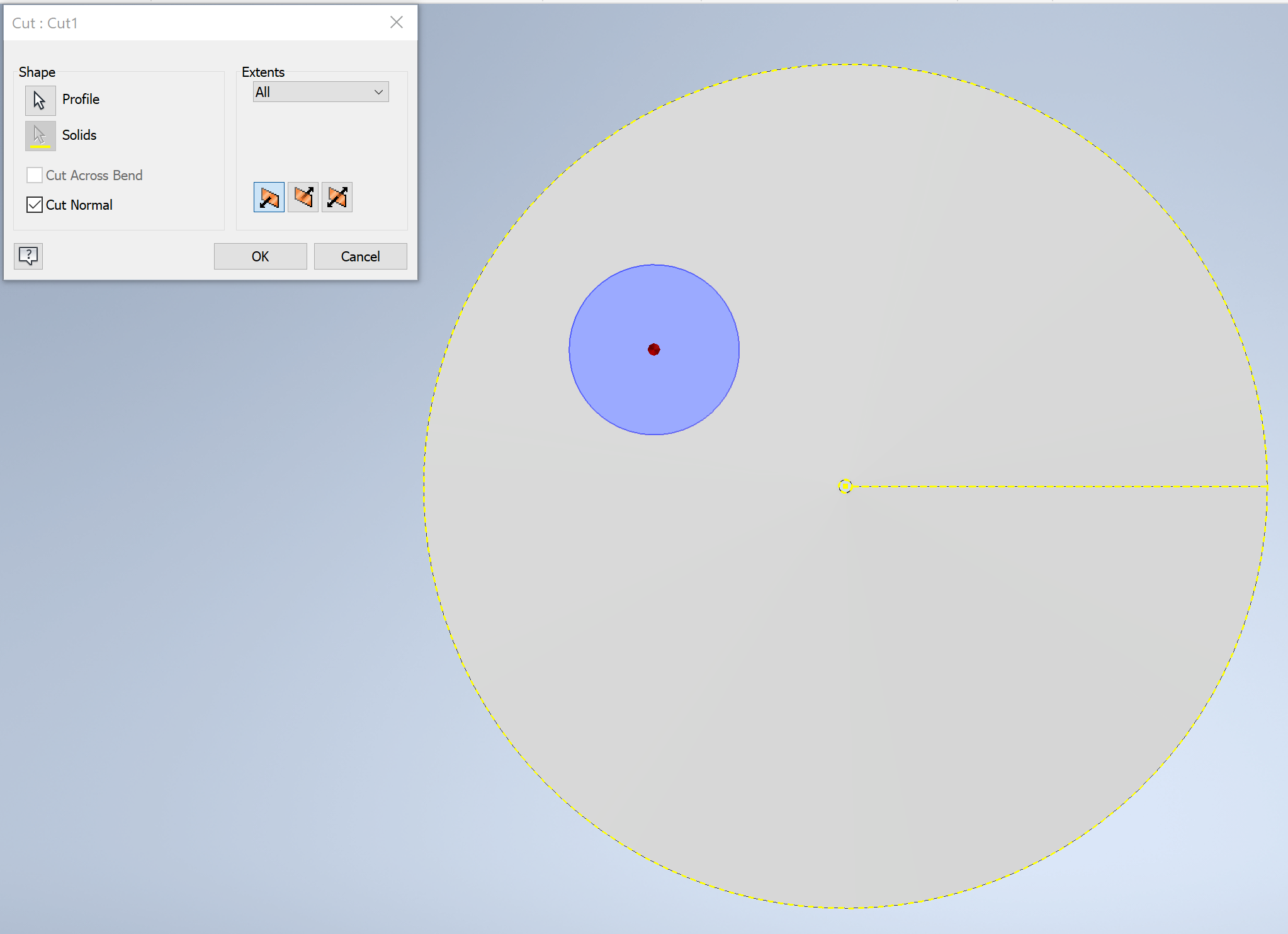 Inventor 2024 Help | 'Cut Normal' option lets the cut move to different ...