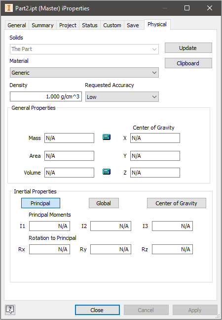 Properties are shown as N/A in Inventor drawing and Vault batch plot