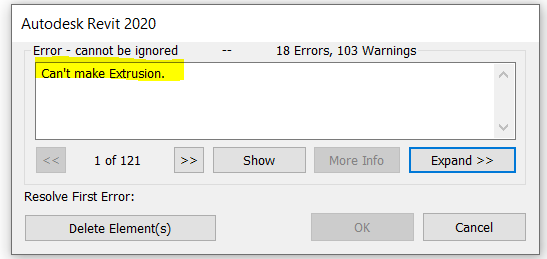 "Can't make Extrusion" error while model export from Robot Structural Analysis to Revit Structure.