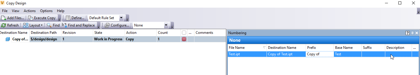 在Vault Copy Design对话框中覆盖特性