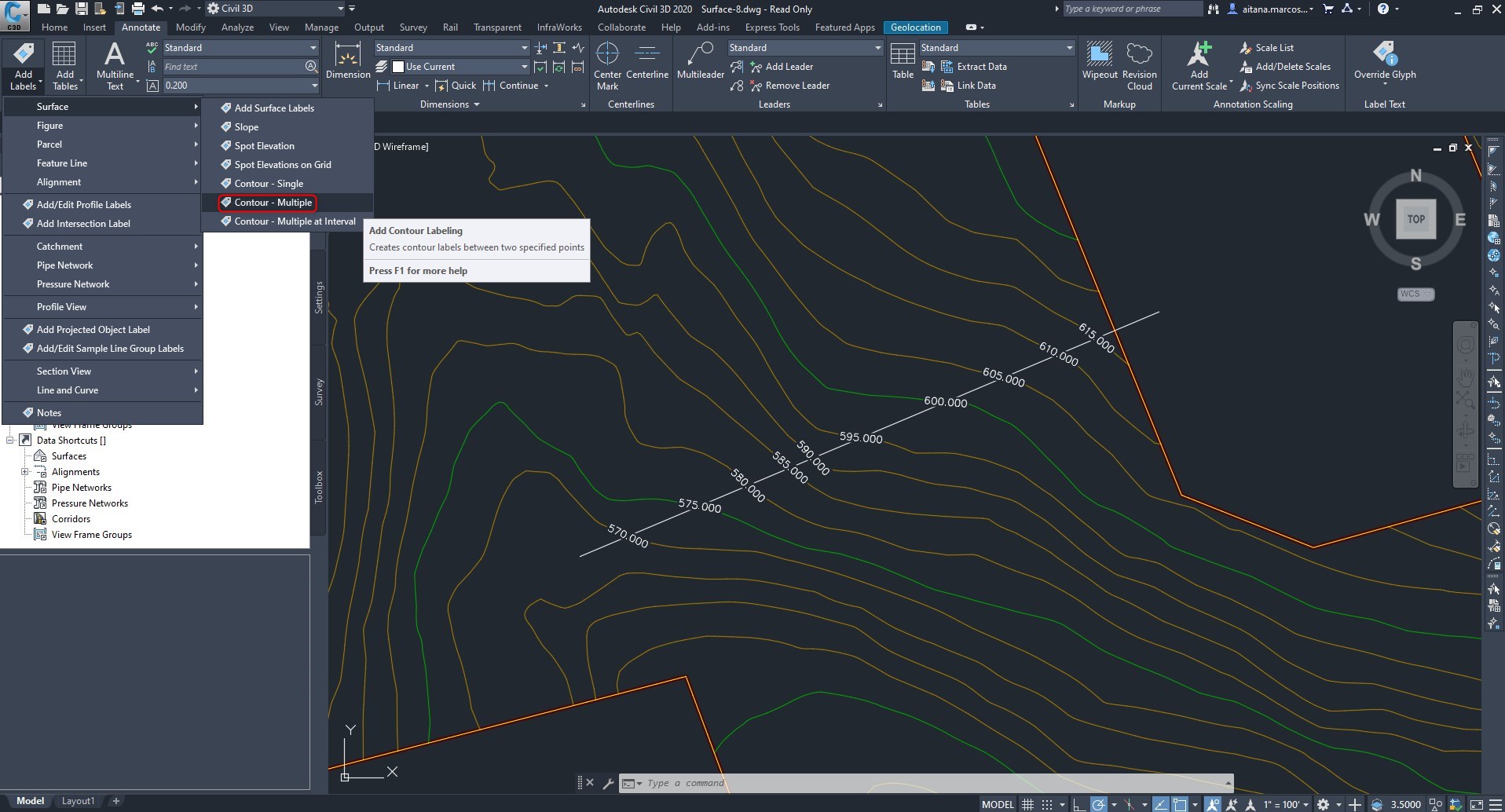 How To Label Surface Contours In Civil 3D Civil 3D Autodesk