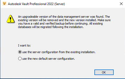 Cannot change impersonation user during Vault Upgrade when using a Windows account