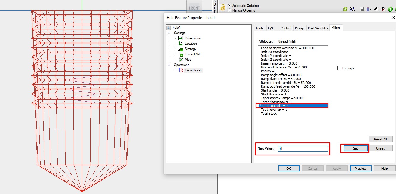 Thread mill start position is incorrect in FeatureCAM