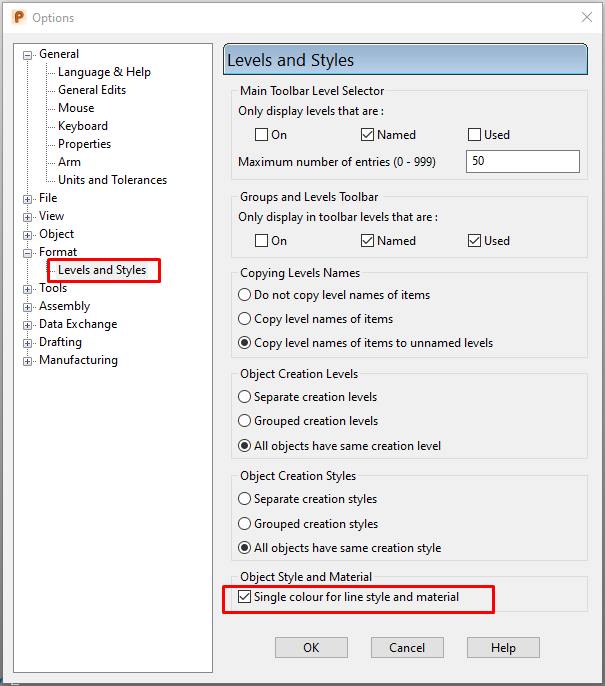 Unable to change color of surfaces or solid faces in PowerShape