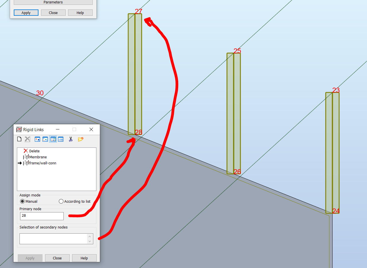 How to connect frame with wall in Robot Structural Analysis