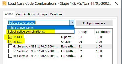 Automatic load cases combination generation including seismic load ...
