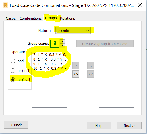 Automatic load cases combination generation including seismic load ...